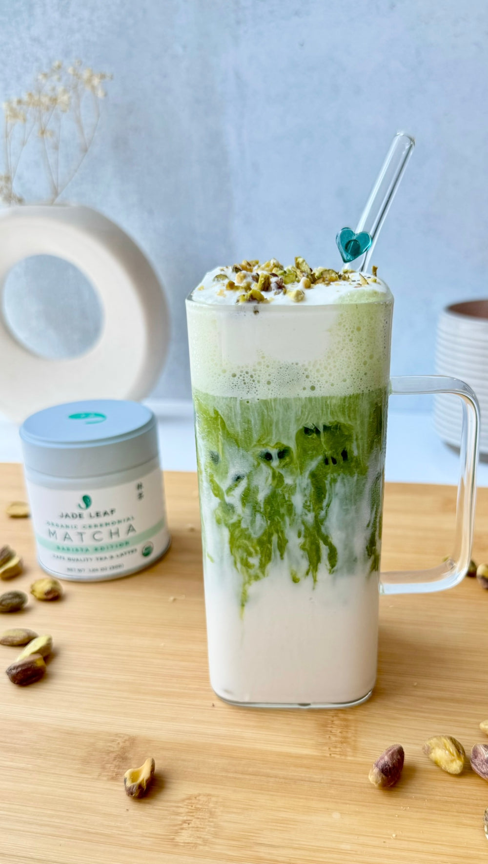 Pistachio Cold-Foam Matcha Latte – Jade Leaf Matcha
